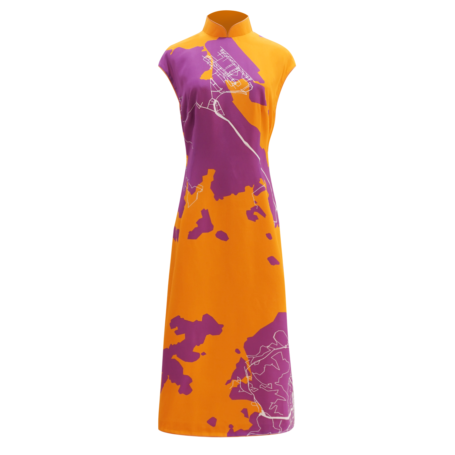 【MAP OF HK】100% Silk Cheongsam (Cap Sleeve) - 摩登長衫/新派旗袍 – SPARKLE ...